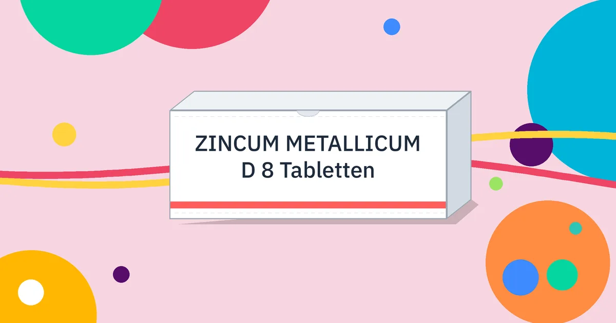 Symbolbild: Packung mit der Aufschrift ZINCUM METALLICUM D 8 Tabletten (PZN 02637411) – Verfügbarkeit und Bezug in Apotheken in Frankfurt am Main