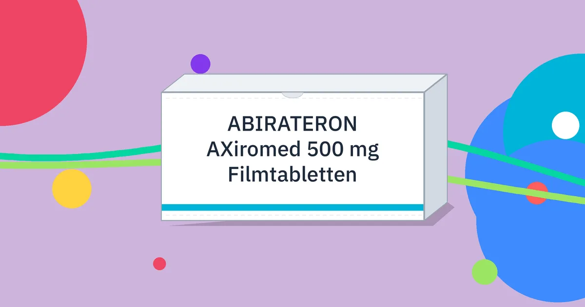 Symbolbild: Packung mit der Aufschrift ABIRATERON AXiromed 500 mg Filmtabletten (PZN 18812709) – Verfügbarkeit und Bezug in Apotheken in Frankfurt am Main