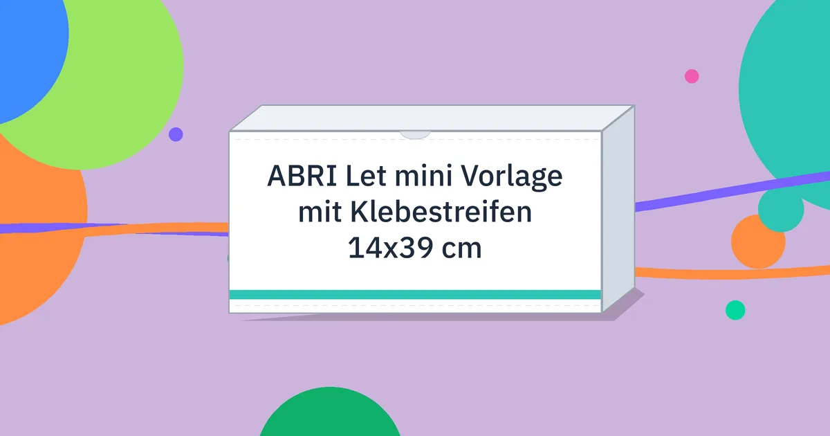 Symbolbild: Packung mit der Aufschrift ABRI Let mini Vorlage mit Klebestreifen 14x39 cm (PZN 10389654) – Verfügbarkeit und Bezug in Apotheken in Frankfurt am Main