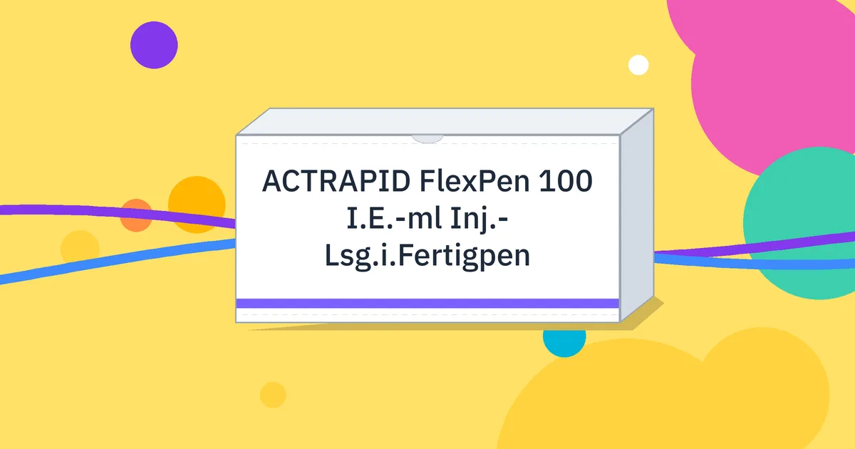 Symbolbild: Packung mit der Aufschrift ACTRAPID FlexPen 100 I.E.-ml Inj.-Lsg.i.Fertigpen (PZN 00536775) – Verfügbarkeit und Bezug in Apotheken in Frankfurt am Main