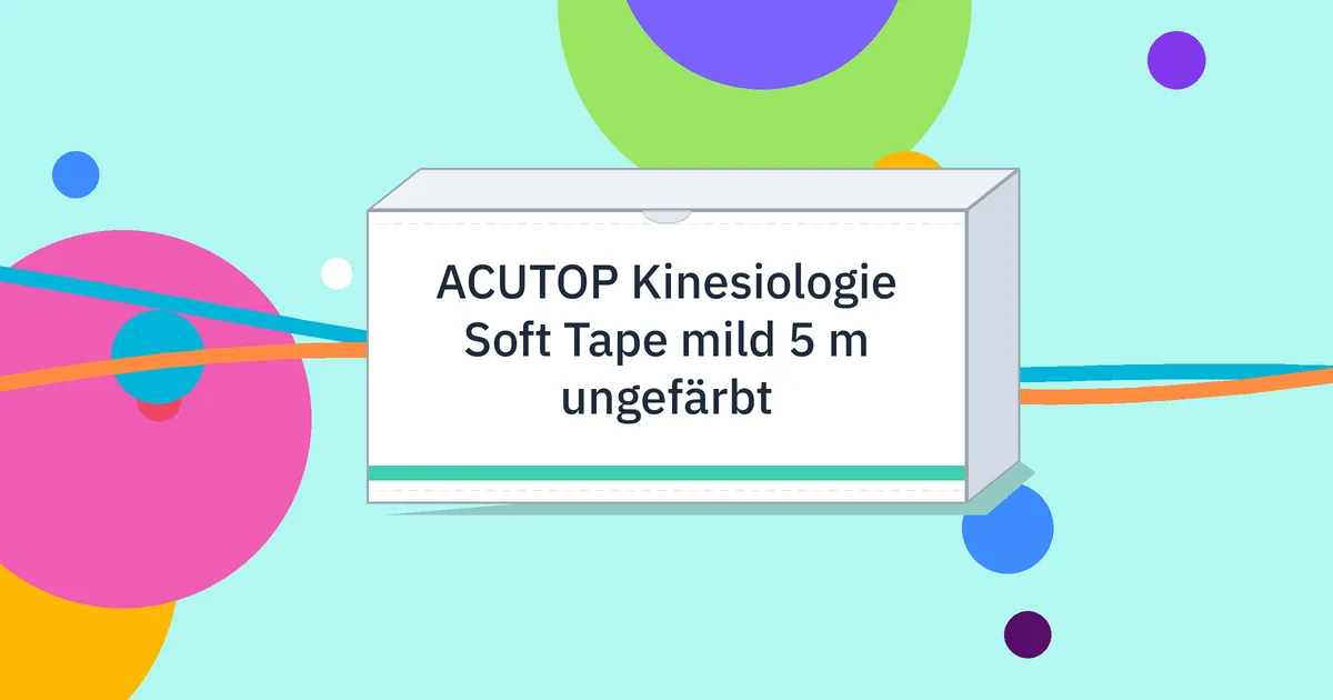 Symbolbild: Packung mit der Aufschrift ACUTOP Kinesiologie Soft Tape mild 5 m ungefärbt (PZN 17821451) – Verfügbarkeit und Bezug in Apotheken in Frankfurt am Main