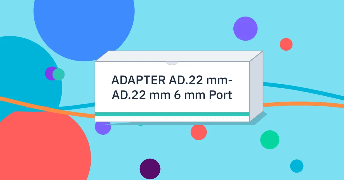 Symbolbild: Packung mit der Aufschrift ADAPTER AD.22 mm-AD.22 mm 6 mm Port (PZN 17431773) – Verfügbarkeit und Bezug in Apotheken in Frankfurt am Main