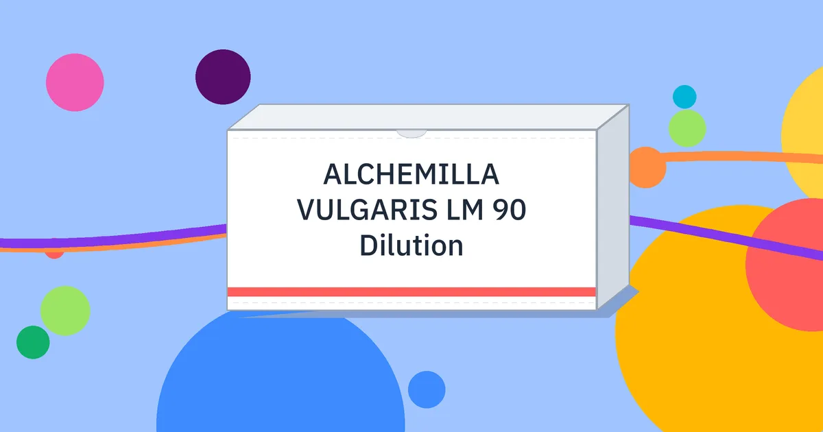 Symbolbild: Packung mit der Aufschrift ALCHEMILLA VULGARIS LM 90 Dilution (PZN 13309058) – Verfügbarkeit und Bezug in Apotheken in Frankfurt am Main
