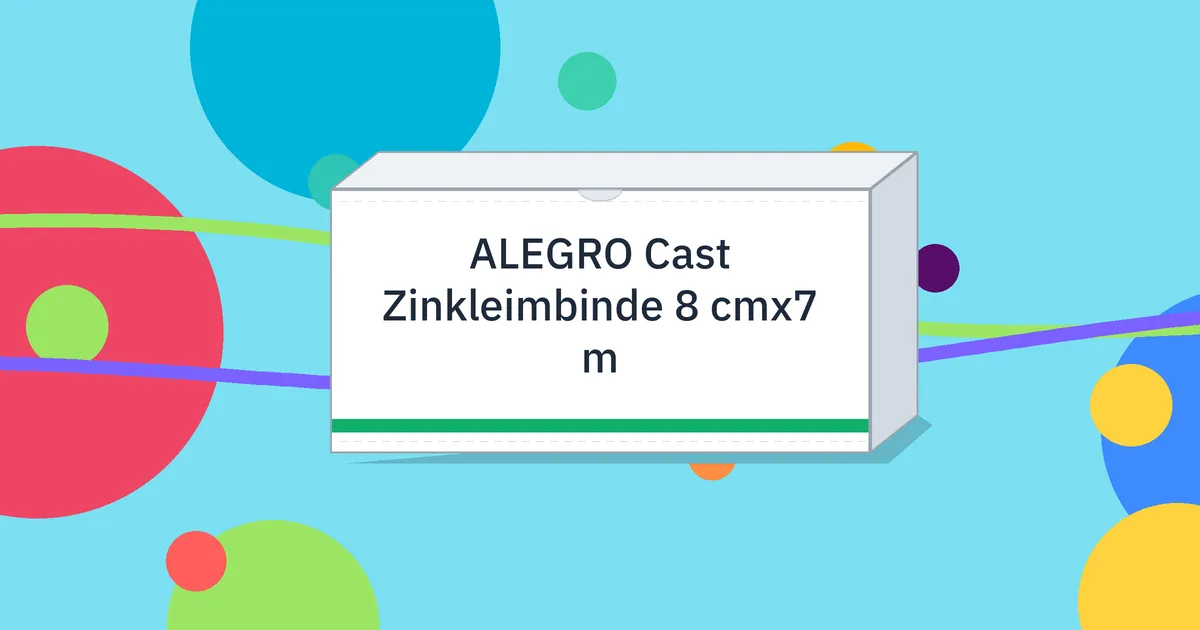 Symbolbild: Packung mit der Aufschrift ALEGRO Cast Zinkleimbinde 8 cmx7 m (PZN 01425256) – Verfügbarkeit und Bezug in Apotheken in Frankfurt am Main