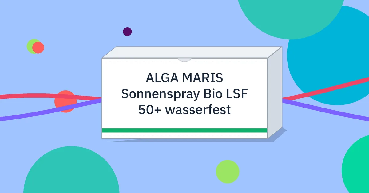 Symbolbild: Packung mit der Aufschrift ALGA MARIS Sonnenspray Bio LSF 50+ wasserfest (PZN 16123041) – Verfügbarkeit und Bezug in Apotheken in Frankfurt am Main