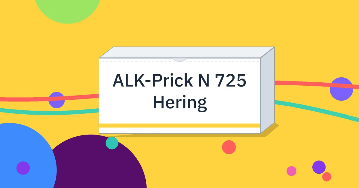 Symbolbild: Packung mit der Aufschrift ALK-Prick N 725 Hering (PZN 02527065) – Verfügbarkeit und Bezug in Apotheken in Frankfurt am Main