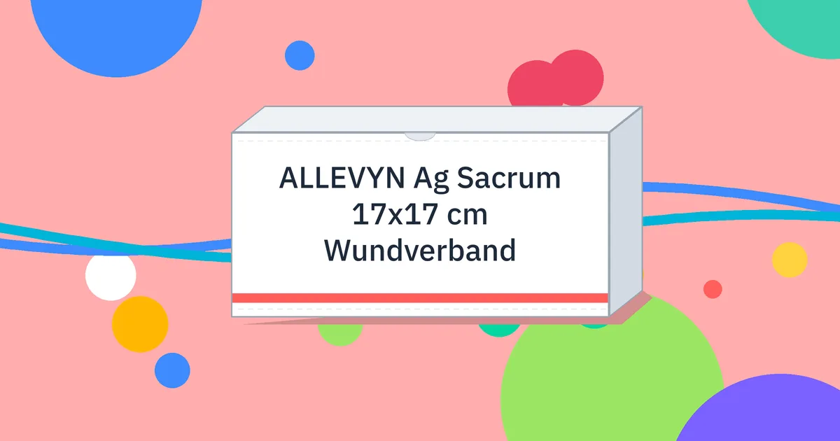 Symbolbild: Packung mit der Aufschrift ALLEVYN Ag Sacrum 17x17 cm Wundverband (PZN 16662217) – Verfügbarkeit und Bezug in Apotheken in Frankfurt am Main