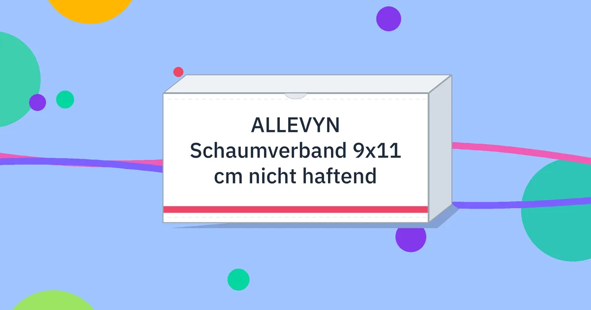 Symbolbild: Packung mit der Aufschrift ALLEVYN Schaumverband 9x11 cm nicht haftend (PZN 03727837) – Verfügbarkeit und Bezug in Apotheken in Frankfurt am Main