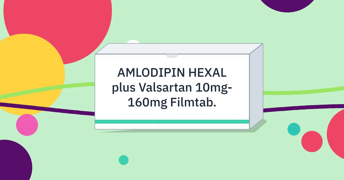 Symbolbild: Packung mit der Aufschrift AMLODIPIN HEXAL plus Valsartan 10mg-160mg Filmtab. (PZN 12550817) – Verfügbarkeit und Bezug in Apotheken in Frankfurt am Main
