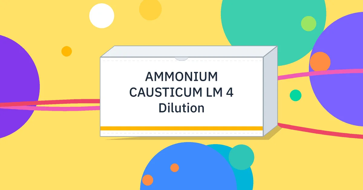 Symbolbild: Packung mit der Aufschrift AMMONIUM CAUSTICUM LM 4 Dilution (PZN 13320769) – Verfügbarkeit und Bezug in Apotheken in Frankfurt am Main
