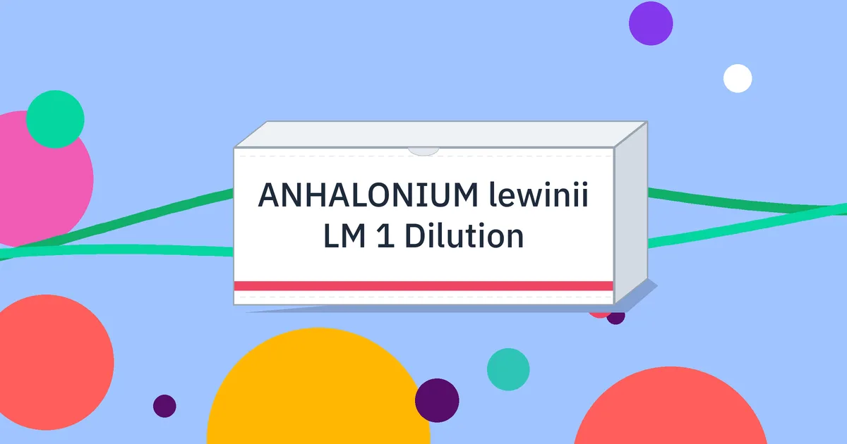 Symbolbild: Packung mit der Aufschrift ANHALONIUM lewinii LM 1 Dilution (PZN 13368776) – Verfügbarkeit und Bezug in Apotheken in Frankfurt am Main
