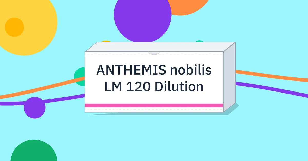 Symbolbild: Packung mit der Aufschrift ANTHEMIS nobilis LM 120 Dilution (PZN 12763654) – Verfügbarkeit und Bezug in Apotheken in Frankfurt am Main
