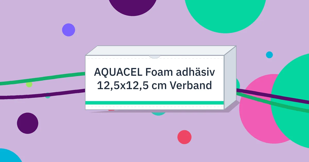 Symbolbild: Packung mit der Aufschrift AQUACEL Foam adhäsiv 12,5x12,5 cm Verband (PZN 09060340) – Verfügbarkeit und Bezug in Apotheken in Frankfurt am Main