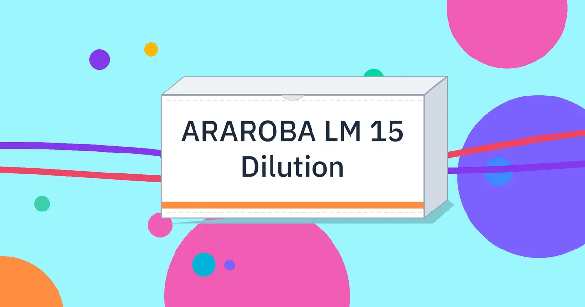 Symbolbild: Packung mit der Aufschrift ARAROBA LM 15 Dilution (PZN 13385697) – Verfügbarkeit und Bezug in Apotheken in Frankfurt am Main