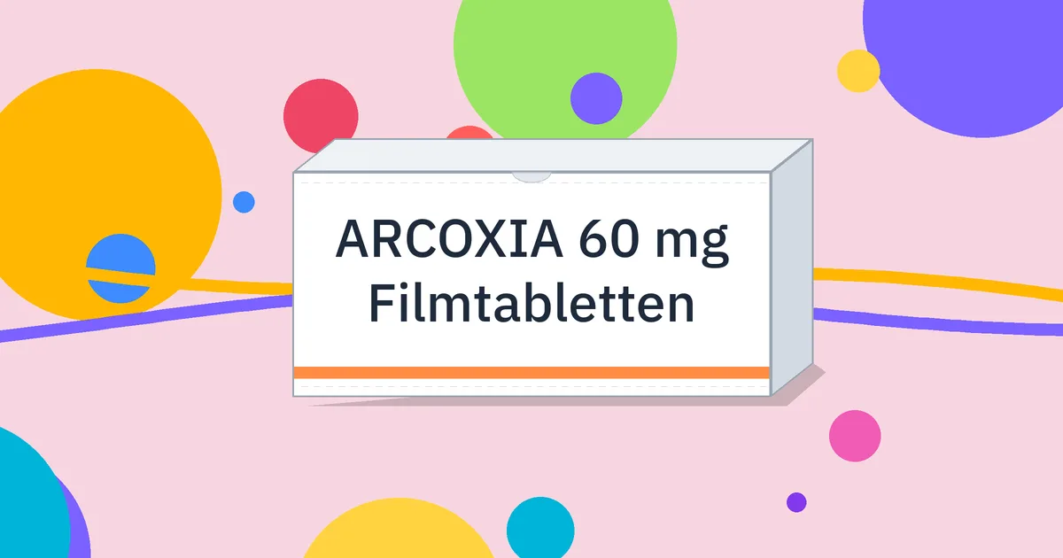 Symbolbild: Packung mit der Aufschrift ARCOXIA 60 mg Filmtabletten (PZN 10822950) – Verfügbarkeit und Bezug in Apotheken in Frankfurt am Main