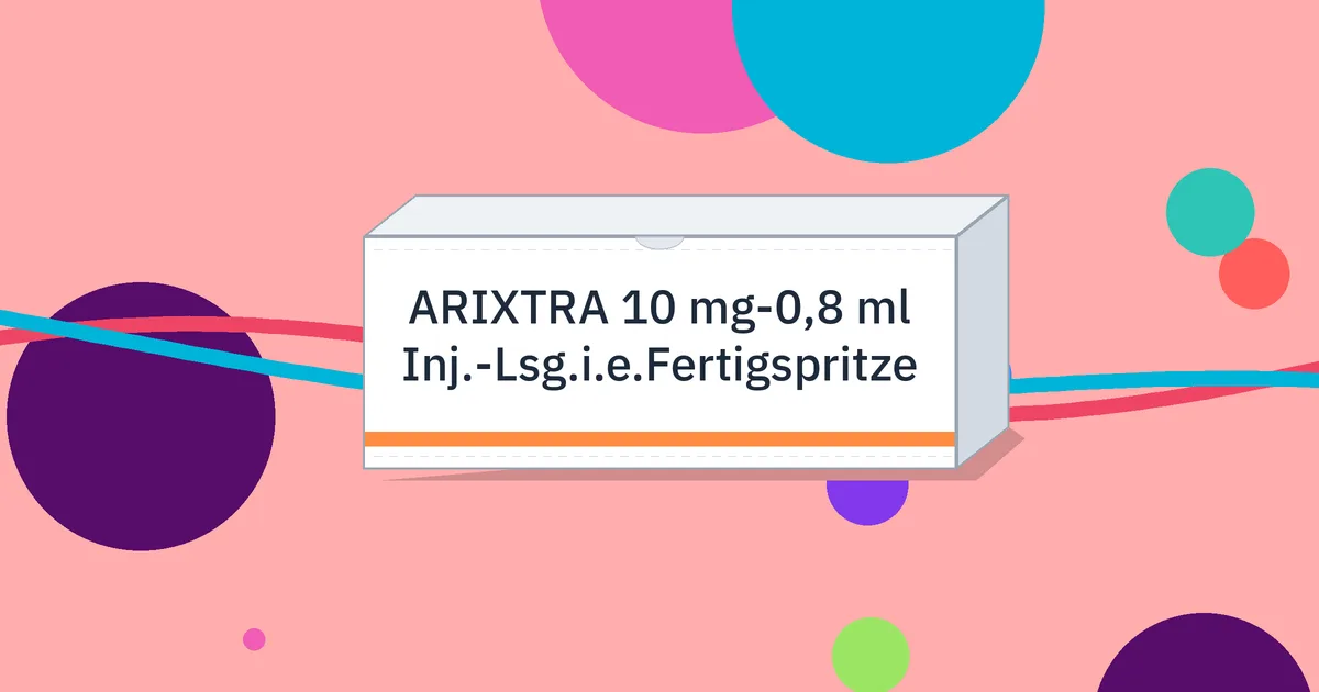 Symbolbild: Packung mit der Aufschrift ARIXTRA 10 mg-0,8 ml Inj.-Lsg.i.e.Fertigspritze (PZN 17367590) – Verfügbarkeit und Bezug in Apotheken in Frankfurt am Main