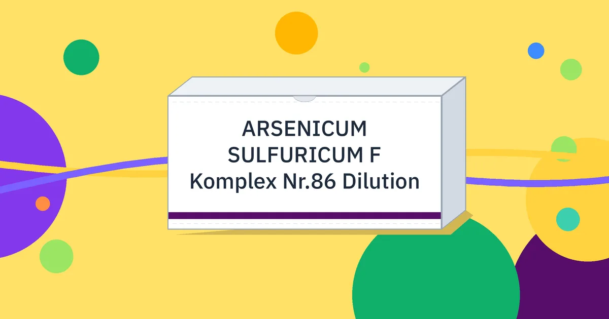 Symbolbild: Packung mit der Aufschrift ARSENICUM SULFURICUM F Komplex Nr.86 Dilution (PZN 08652222) – Verfügbarkeit und Bezug in Apotheken in Frankfurt am Main
