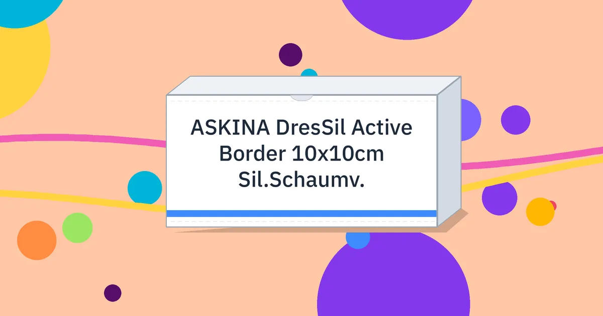 Symbolbild: Packung mit der Aufschrift ASKINA DresSil Active Border 10x10cm Sil.Schaumv. (PZN 20548645) – Verfügbarkeit und Bezug in Apotheken in Frankfurt am Main