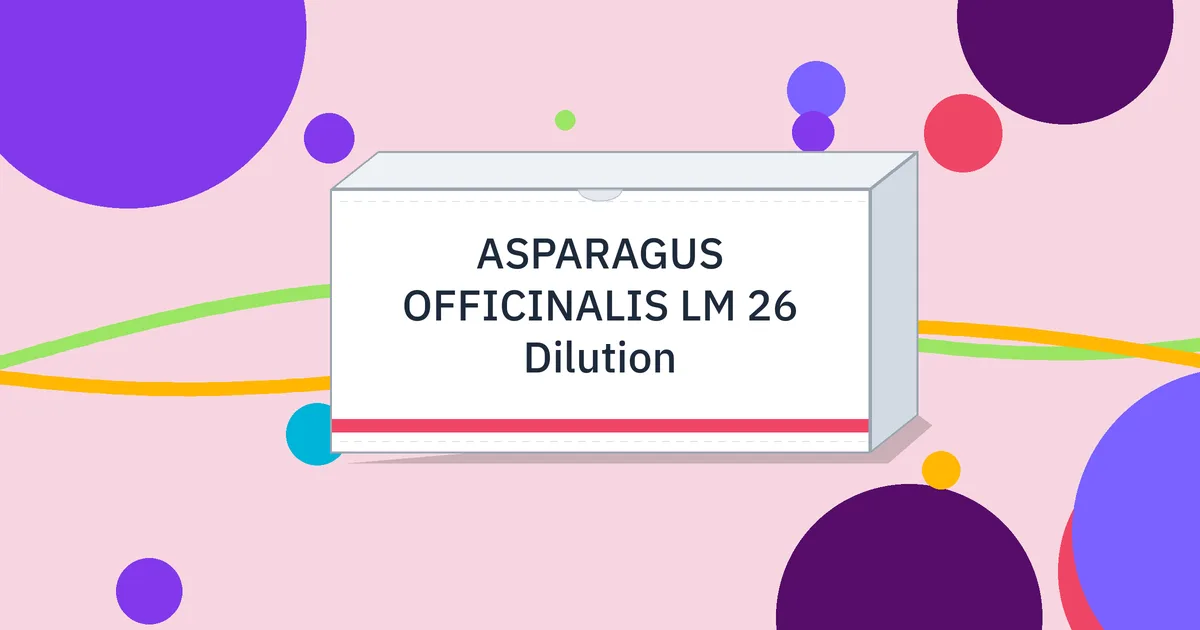 Symbolbild: Packung mit der Aufschrift ASPARAGUS OFFICINALIS LM 26 Dilution (PZN 13403142) – Verfügbarkeit und Bezug in Apotheken in Frankfurt am Main