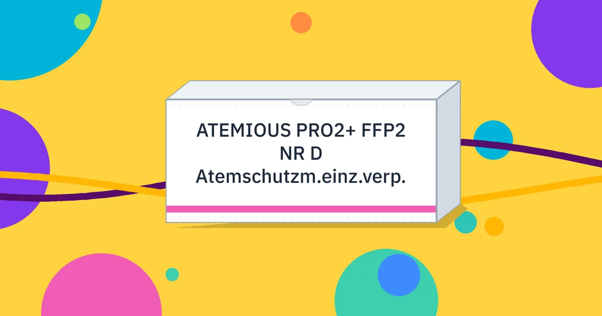Symbolbild: Packung mit der Aufschrift ATEMIOUS PRO2+ FFP2 NR D Atemschutzm.einz.verp. (PZN 20643042) – Verfügbarkeit und Bezug in Apotheken in Frankfurt am Main