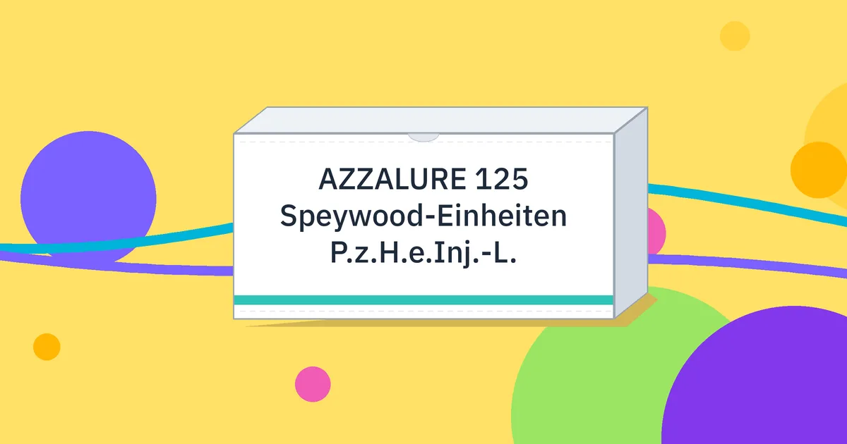 Symbolbild: Packung mit der Aufschrift AZZALURE 125 Speywood-Einheiten P.z.H.e.Inj.-L. (PZN 16530639) – Verfügbarkeit und Bezug in Apotheken in Frankfurt am Main