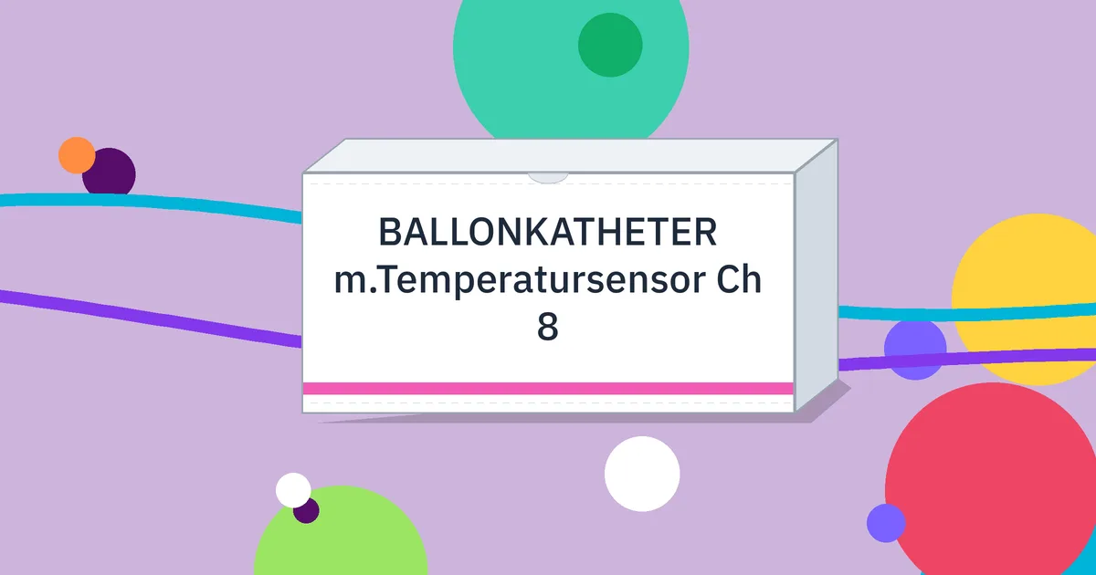 Symbolbild: Packung mit der Aufschrift BALLONKATHETER m.Temperatursensor Ch 8 (PZN 05960408) – Verfügbarkeit und Bezug in Apotheken in Frankfurt am Main