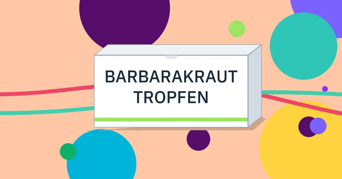 Symbolbild: Packung mit der Aufschrift BARBARAKRAUT TROPFEN (PZN 15228861) – Verfügbarkeit und Bezug in Apotheken in Frankfurt am Main