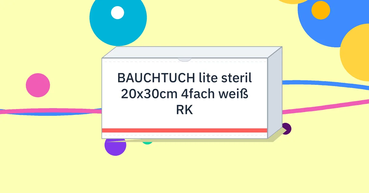 Symbolbild: Packung mit der Aufschrift BAUCHTUCH lite steril 20x30cm 4fach weiß RK (PZN 09214145) – Verfügbarkeit und Bezug in Apotheken in Frankfurt am Main