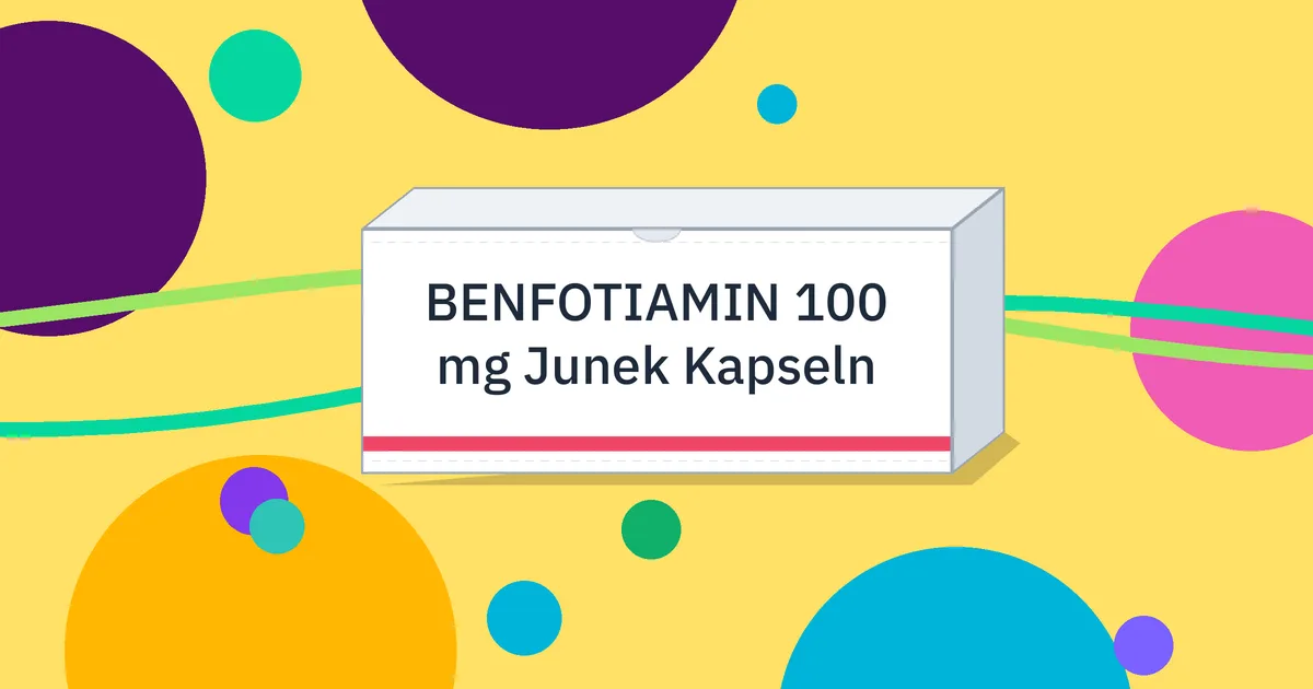 Symbolbild: Packung mit der Aufschrift BENFOTIAMIN 100 mg Junek Kapseln (PZN 16912683) – Verfügbarkeit und Bezug in Apotheken in Frankfurt am Main