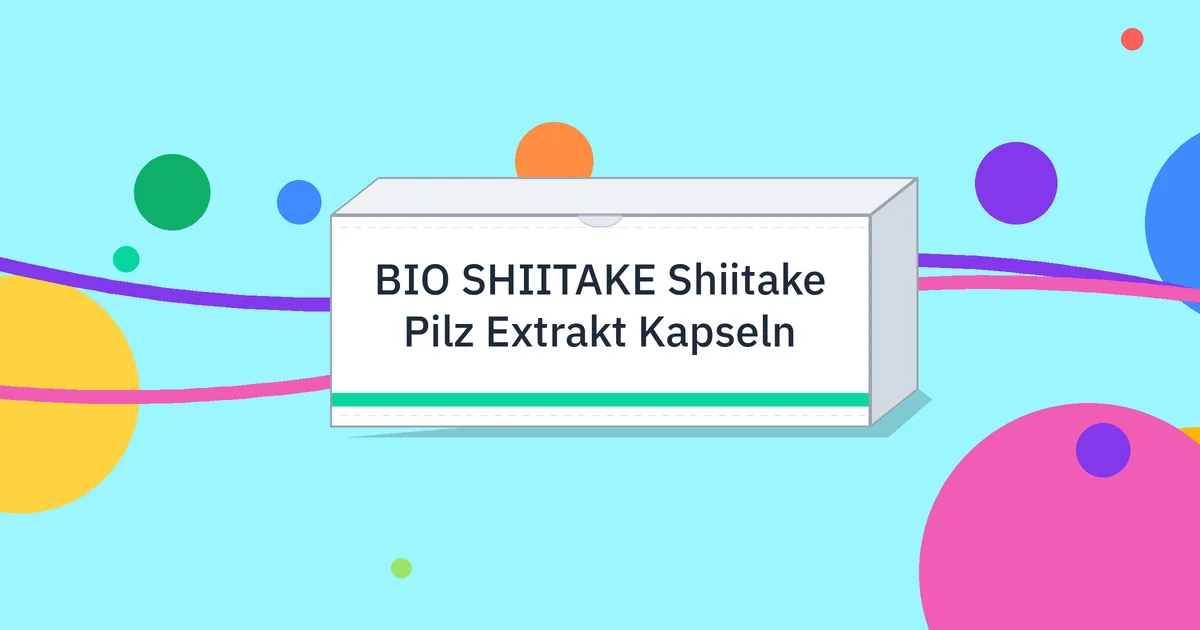 Symbolbild: Packung mit der Aufschrift BIO SHIITAKE Shiitake Pilz Extrakt Kapseln (PZN 15538952) – Verfügbarkeit und Bezug in Apotheken in Frankfurt am Main
