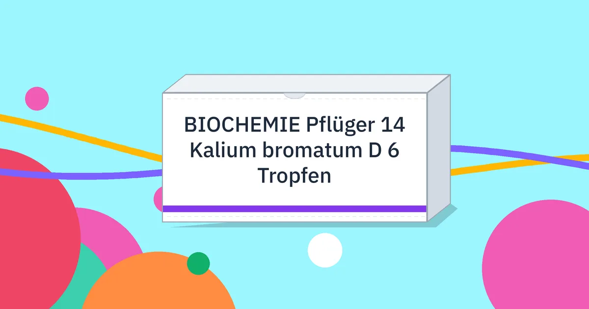 Symbolbild: Packung mit der Aufschrift BIOCHEMIE Pflüger 14 Kalium bromatum D 6 Tropfen (PZN 09298484) – Verfügbarkeit und Bezug in Apotheken in Frankfurt am Main