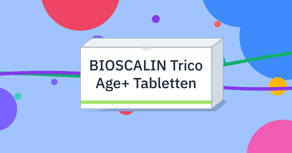 Symbolbild: Packung mit der Aufschrift BIOSCALIN Trico Age+ Tabletten (PZN 19261453) – Verfügbarkeit und Bezug in Apotheken in Frankfurt am Main