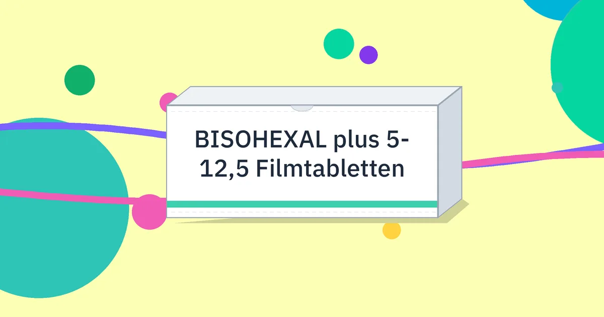 Symbolbild: Packung mit der Aufschrift BISOHEXAL plus 5-12,5 Filmtabletten (PZN 02426625) – Verfügbarkeit und Bezug in Apotheken in Frankfurt am Main