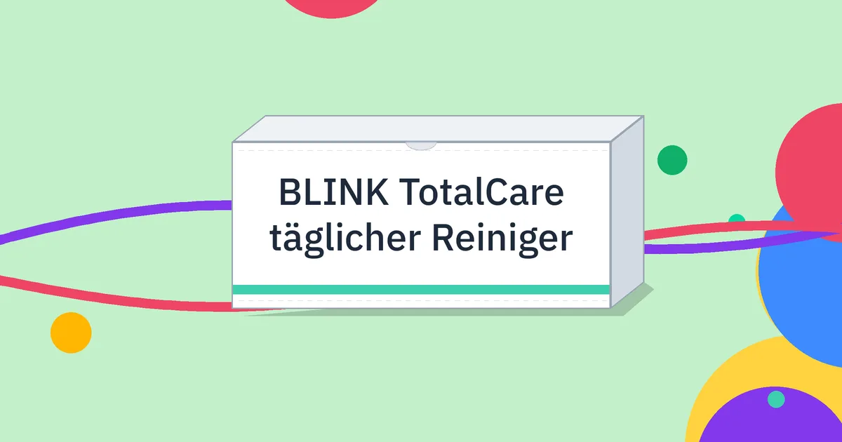 Symbolbild: Packung mit der Aufschrift BLINK TotalCare täglicher Reiniger (PZN 16401439) – Verfügbarkeit und Bezug in Apotheken in Frankfurt am Main