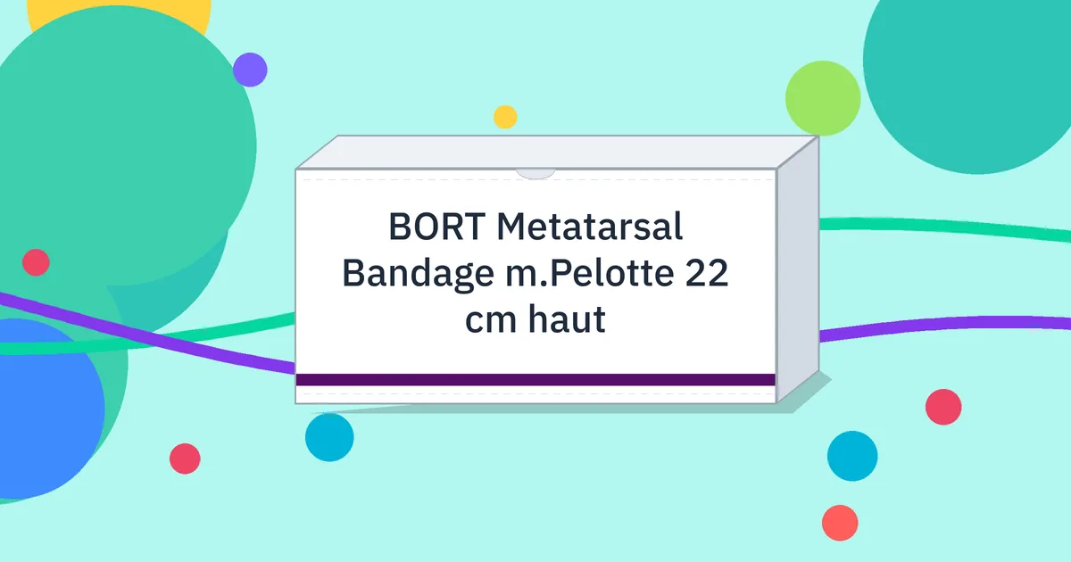 Symbolbild: Packung mit der Aufschrift BORT Metatarsal Bandage m.Pelotte 22 cm haut (PZN 02687219) – Verfügbarkeit und Bezug in Apotheken in Frankfurt am Main