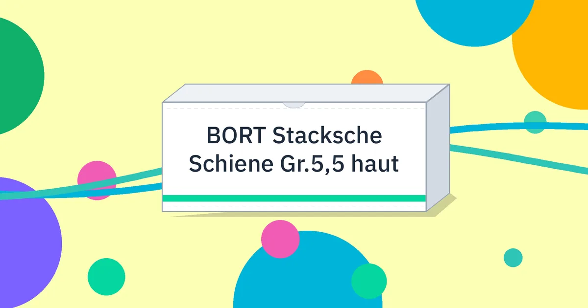 Symbolbild: Packung mit der Aufschrift BORT Stacksche Schiene Gr.5,5 haut (PZN 02734611) – Verfügbarkeit und Bezug in Apotheken in Frankfurt am Main