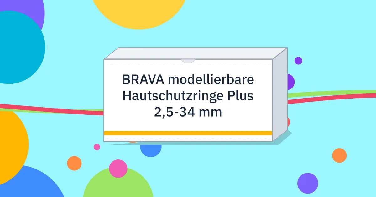 Symbolbild: Packung mit der Aufschrift BRAVA modellierbare Hautschutzringe Plus 2,5-34 mm (PZN 15564317) – Verfügbarkeit und Bezug in Apotheken in Frankfurt am Main