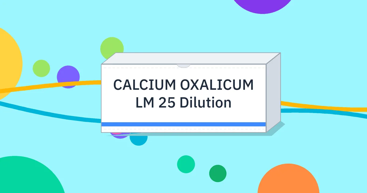 Symbolbild: Packung mit der Aufschrift CALCIUM OXALICUM LM 25 Dilution (PZN 13410389) – Verfügbarkeit und Bezug in Apotheken in Frankfurt am Main