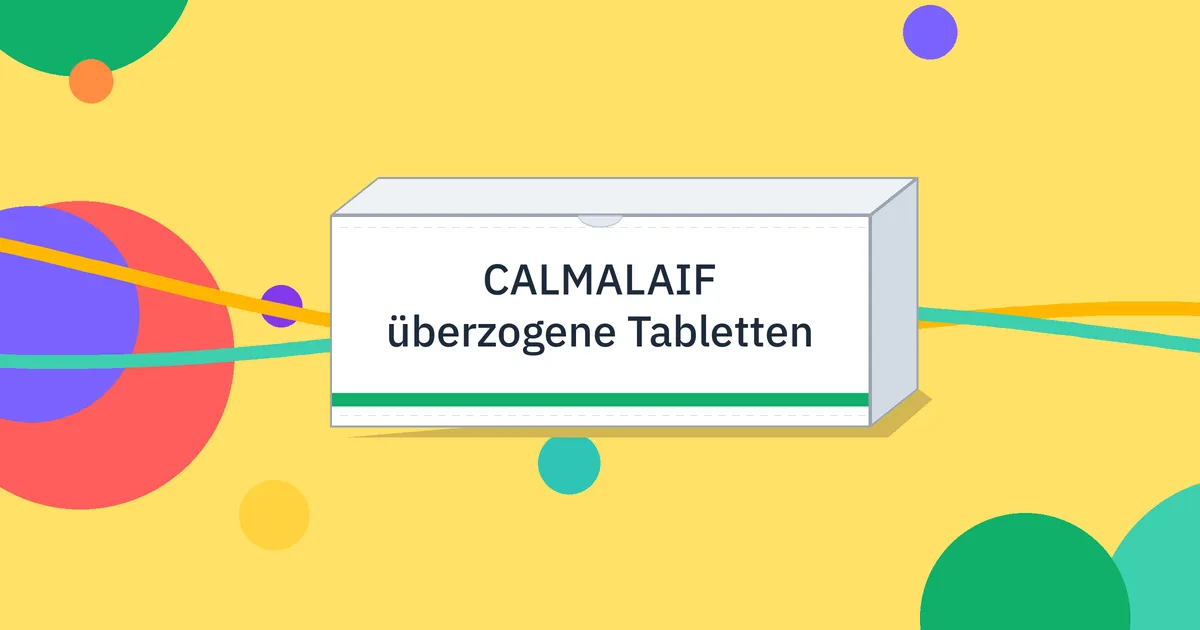 Symbolbild: Packung mit der Aufschrift CALMALAIF überzogene Tabletten (PZN 16808081) – Verfügbarkeit und Bezug in Apotheken in Frankfurt am Main