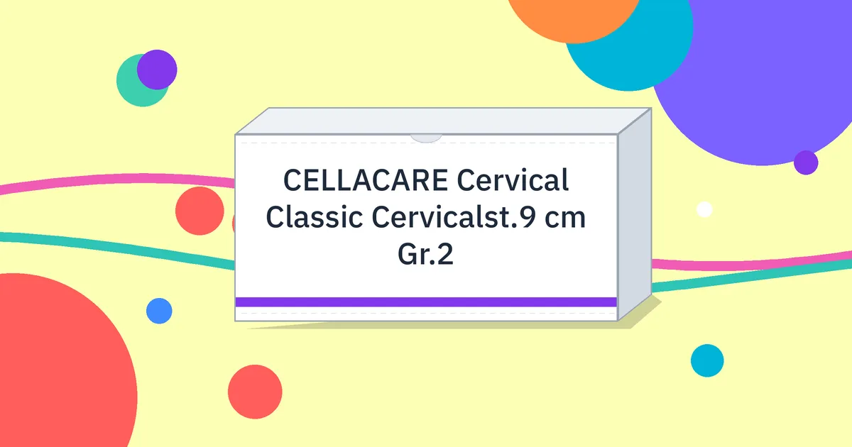Symbolbild: Packung mit der Aufschrift CELLACARE Cervical Classic Cervicalst.9 cm Gr.2 (PZN 20549260) – Verfügbarkeit und Bezug in Apotheken in Frankfurt am Main