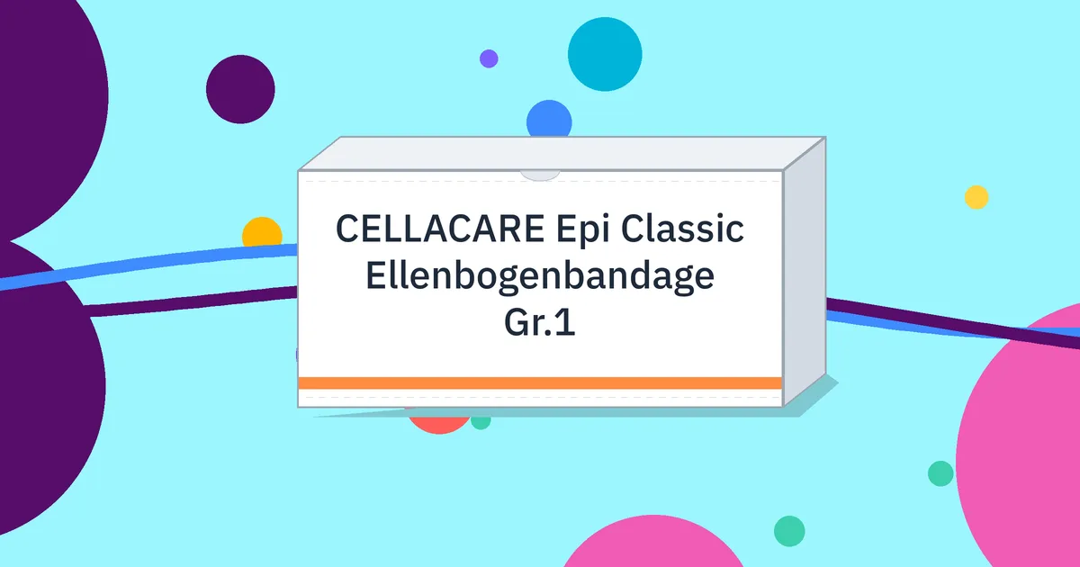 Symbolbild: Packung mit der Aufschrift CELLACARE Epi Classic Ellenbogenbandage Gr.1 (PZN 12647994) – Verfügbarkeit und Bezug in Apotheken in Frankfurt am Main
