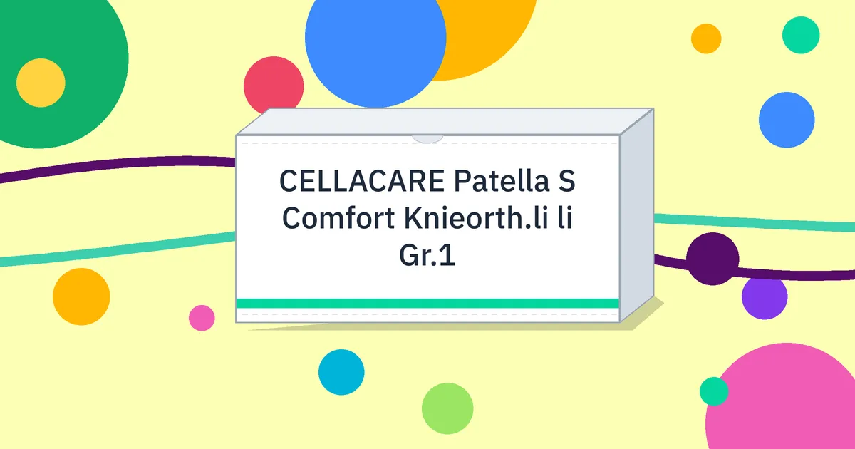 Symbolbild: Packung mit der Aufschrift CELLACARE Patella S Comfort Knieorth.li li Gr.1 (PZN 19251348) – Verfügbarkeit und Bezug in Apotheken in Frankfurt am Main