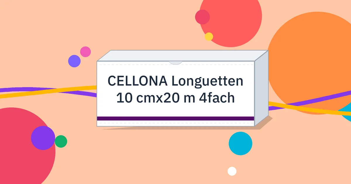 Symbolbild: Packung mit der Aufschrift CELLONA Longuetten 10 cmx20 m 4fach (PZN 00191744) – Verfügbarkeit und Bezug in Apotheken in Frankfurt am Main