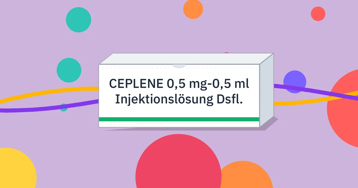 Symbolbild: Packung mit der Aufschrift CEPLENE 0,5 mg-0,5 ml Injektionslösung Dsfl. (PZN 18769439) – Verfügbarkeit und Bezug in Apotheken in Frankfurt am Main