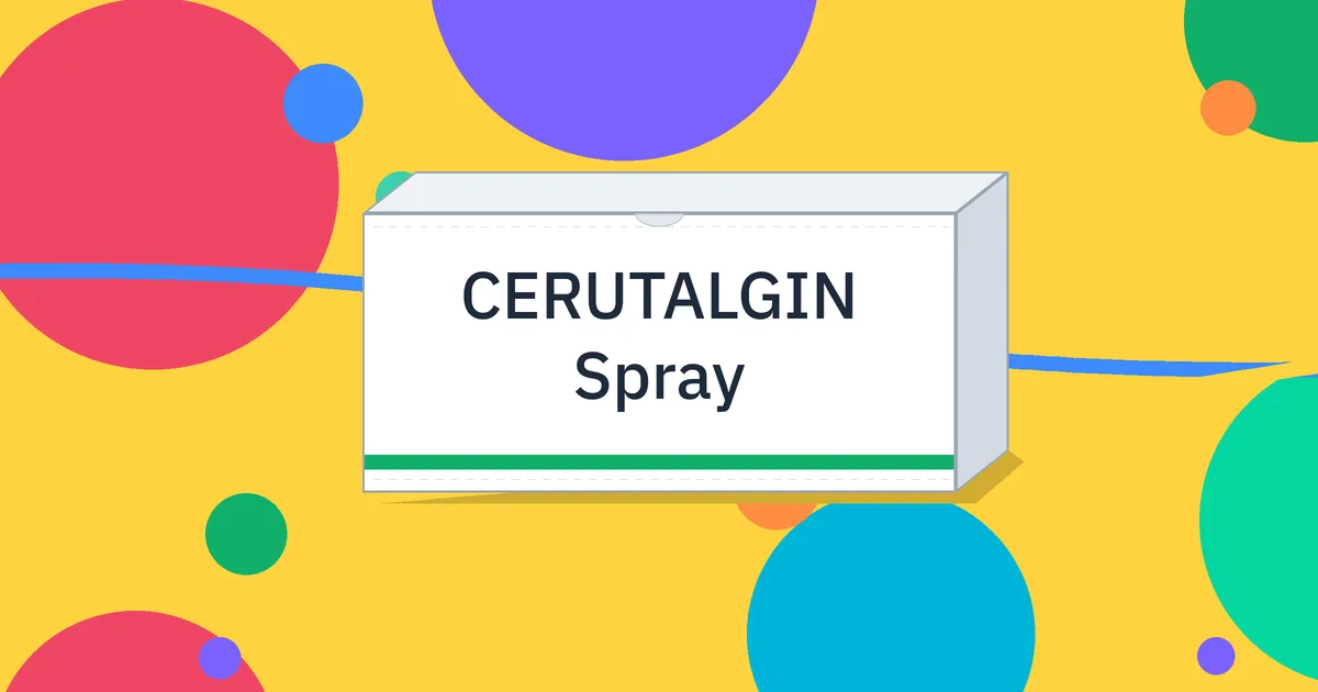 Symbolbild: Packung mit der Aufschrift CERUTALGIN Spray (PZN 15452802) – Verfügbarkeit und Bezug in Apotheken in Frankfurt am Main