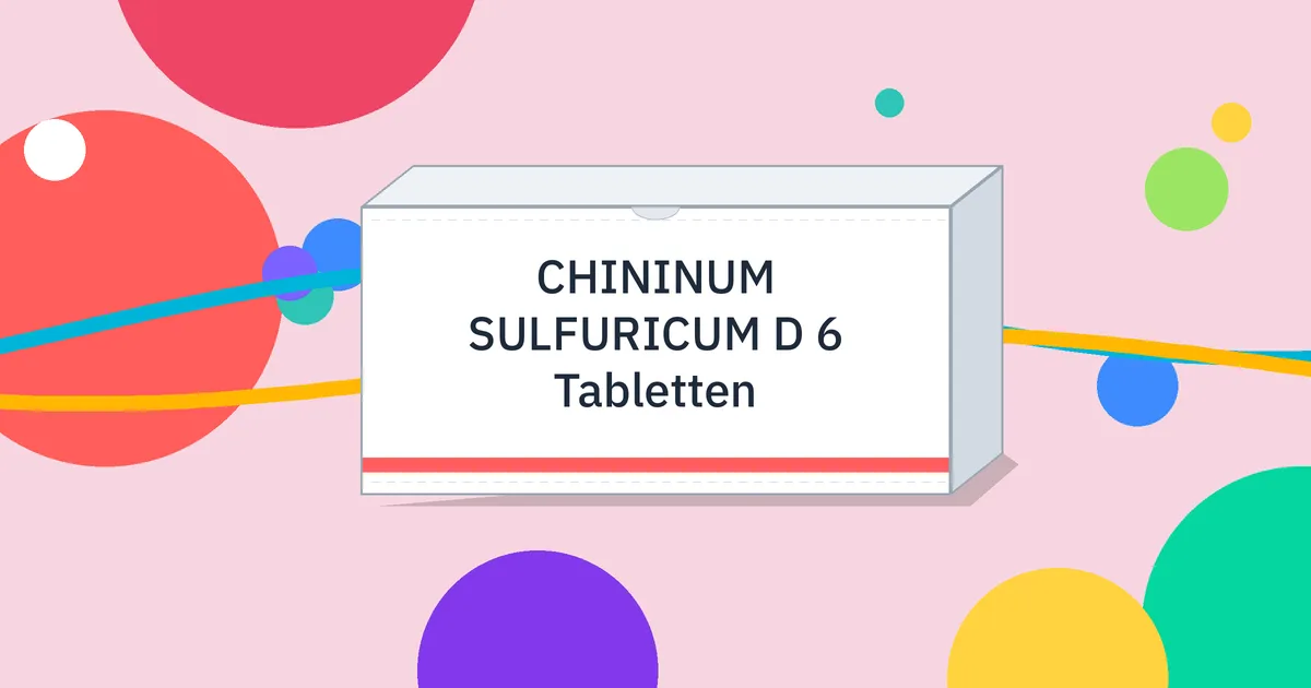 Symbolbild: Packung mit der Aufschrift CHININUM SULFURICUM D 6 Tabletten (PZN 02117516) – Verfügbarkeit und Bezug in Apotheken in Frankfurt am Main