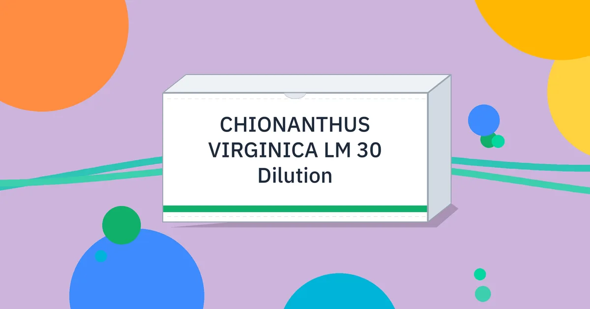 Symbolbild: Packung mit der Aufschrift CHIONANTHUS VIRGINICA LM 30 Dilution (PZN 13443360) – Verfügbarkeit und Bezug in Apotheken in Frankfurt am Main