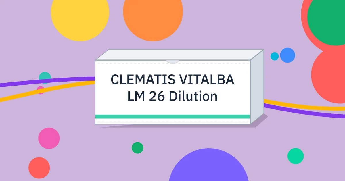 Symbolbild: Packung mit der Aufschrift CLEMATIS VITALBA LM 26 Dilution (PZN 13447524) – Verfügbarkeit und Bezug in Apotheken in Frankfurt am Main