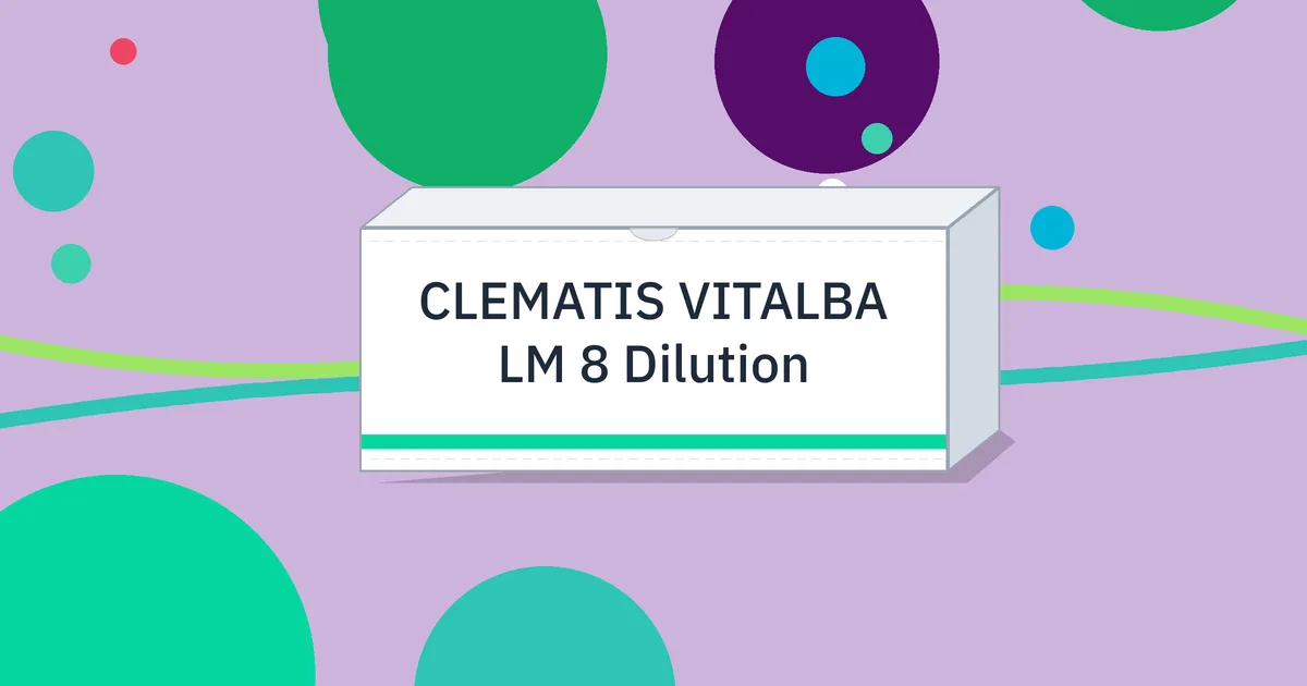 Symbolbild: Packung mit der Aufschrift CLEMATIS VITALBA LM 8 Dilution (PZN 13447317) – Verfügbarkeit und Bezug in Apotheken in Frankfurt am Main