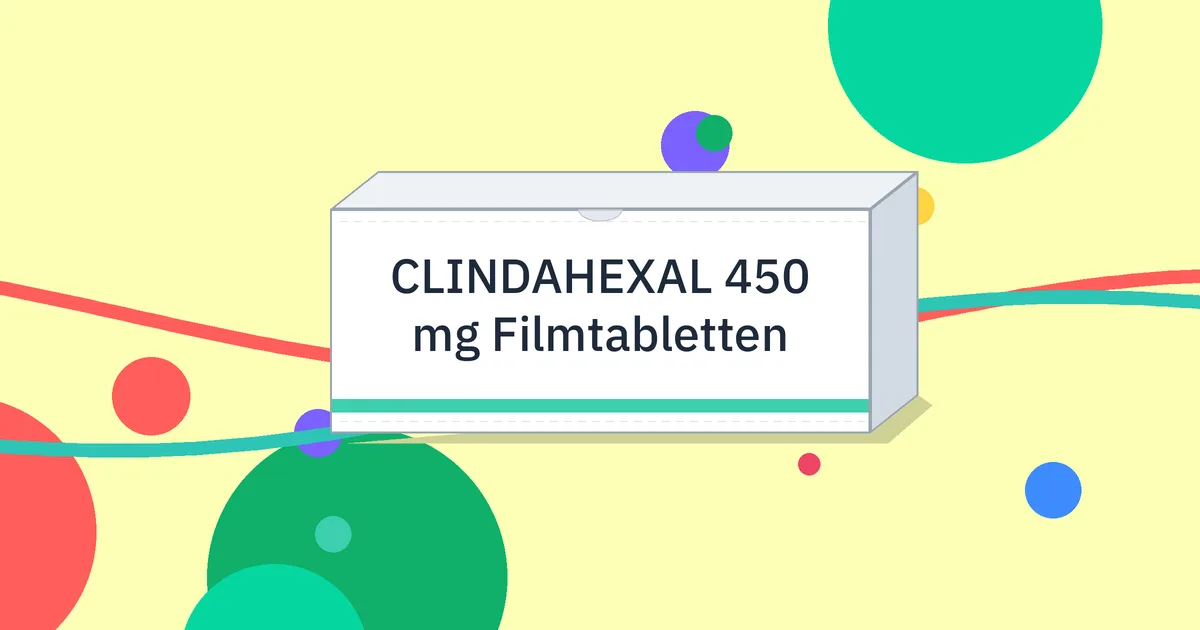Symbolbild: Packung mit der Aufschrift CLINDAHEXAL 450 mg Filmtabletten (PZN 02482517) – Verfügbarkeit und Bezug in Apotheken in Frankfurt am Main